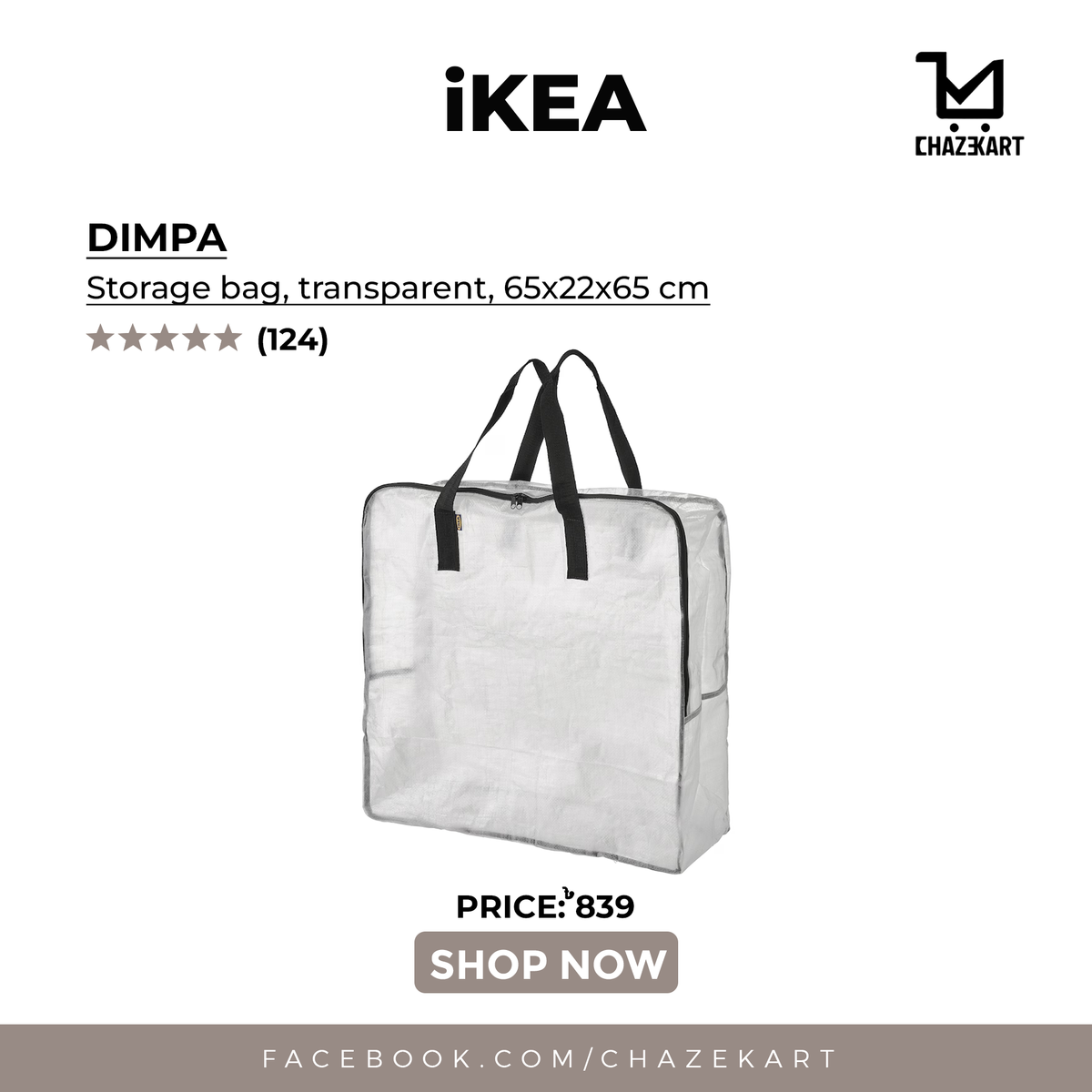 IKEA DIMPA Storage bag, transparent, 65x22x65 cm – ChazeKart