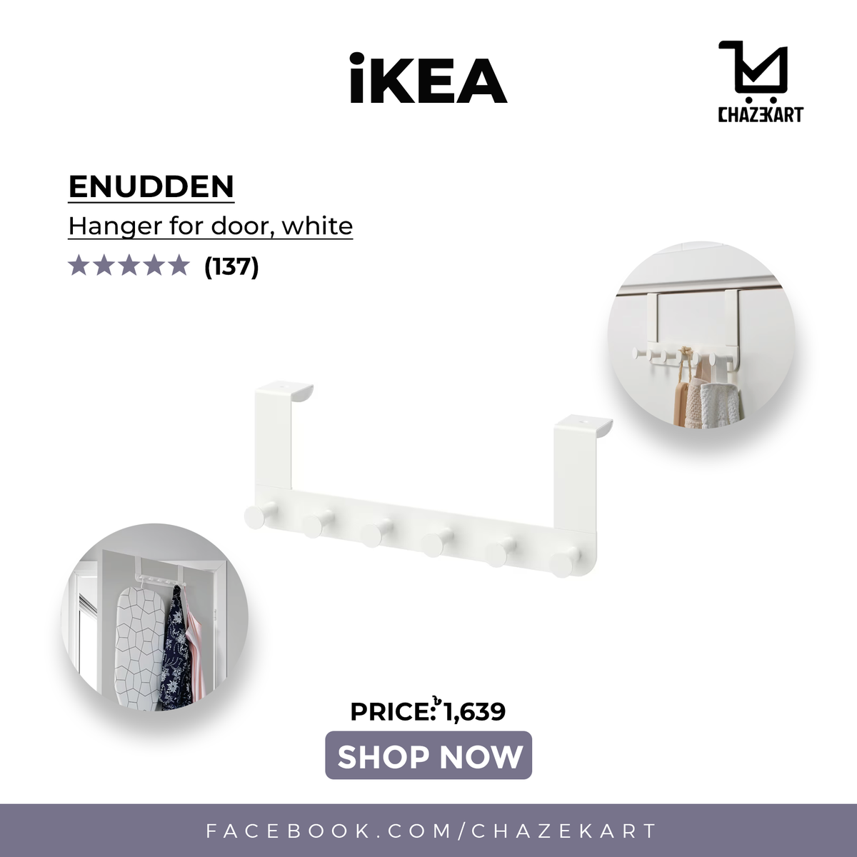 IKEA ENUDDEN Hanger for door, white – ChazeKart