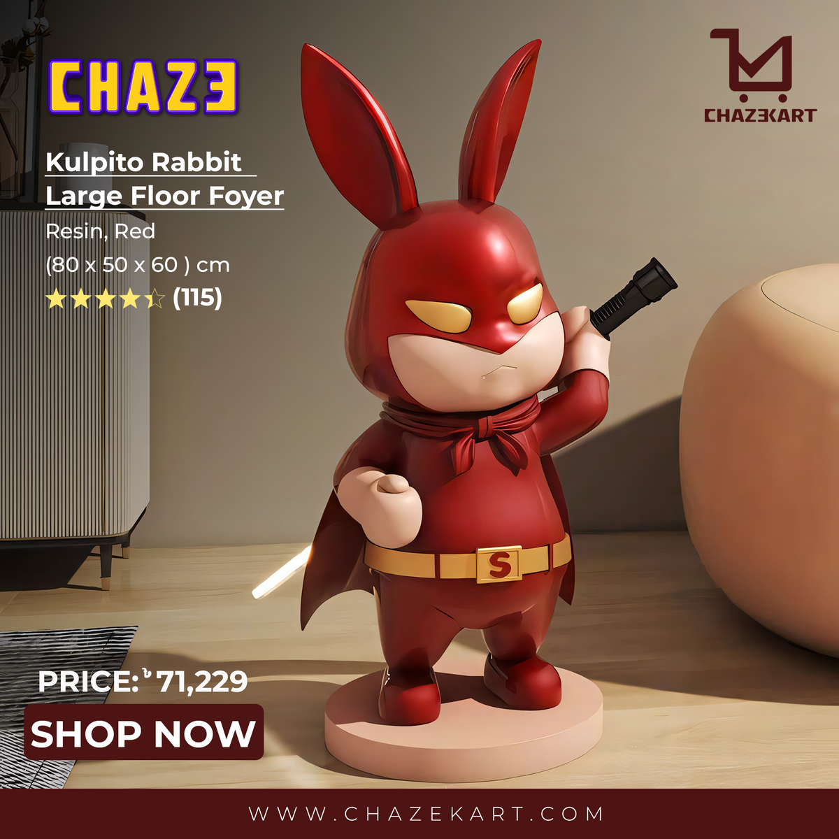 Chaze Kulpito Rabbit Large Floor Foyer, Red – ChazeKart