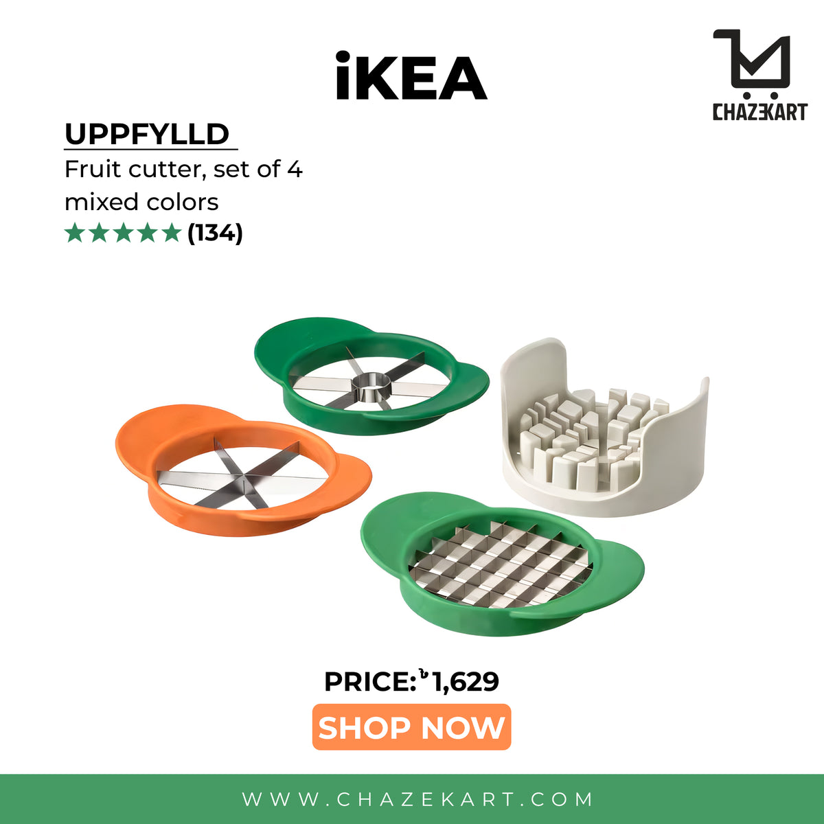 IKEA UPPFYLLD Fruit cutter, set of 4, mixed colors – ChazeKart